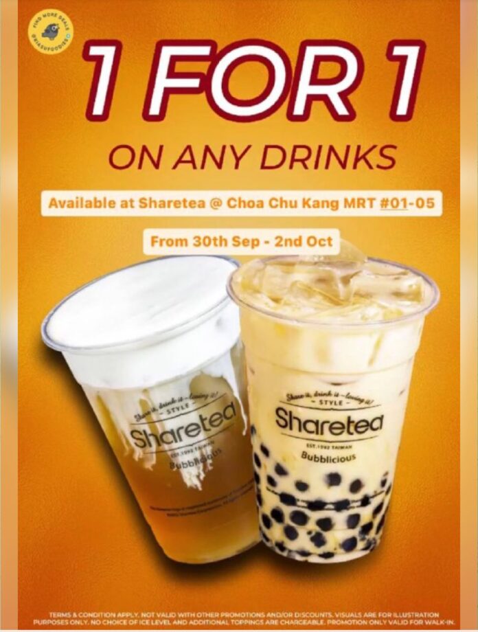 Sharetea Promotion: 1-For-1 On ANY Drink! - SGDtips