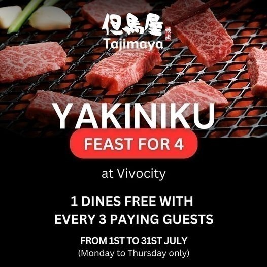 Tajimaya Yakiniku Buffet Promotions: 1 Dines Free on Regular Buffet ...