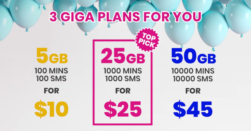 giga! SG Aug 2025: Free Data, 100GB for S$12/month