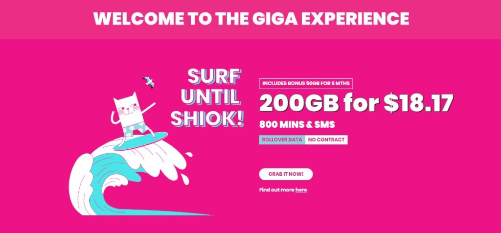 giga! SG Aug 2025: Free Data, 100GB for S$12/month